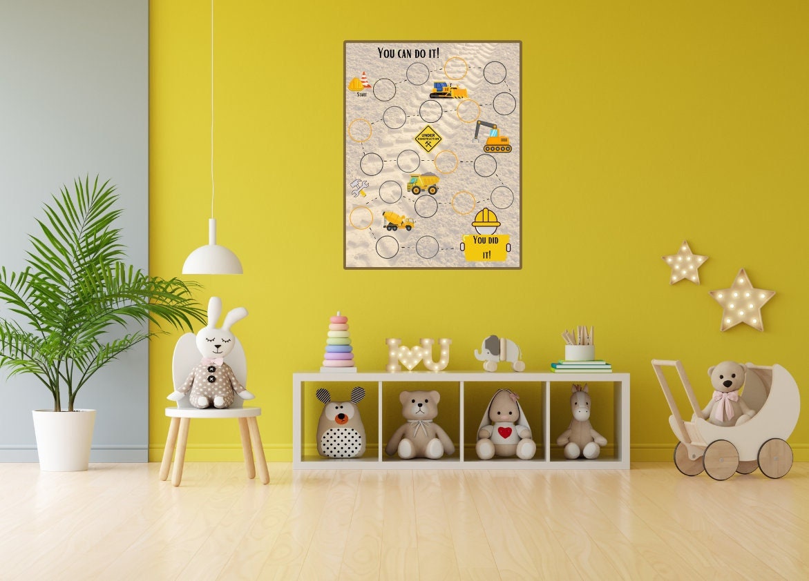 Printable Construction Reward Chart, Construction Sticker Chart, Kid ...