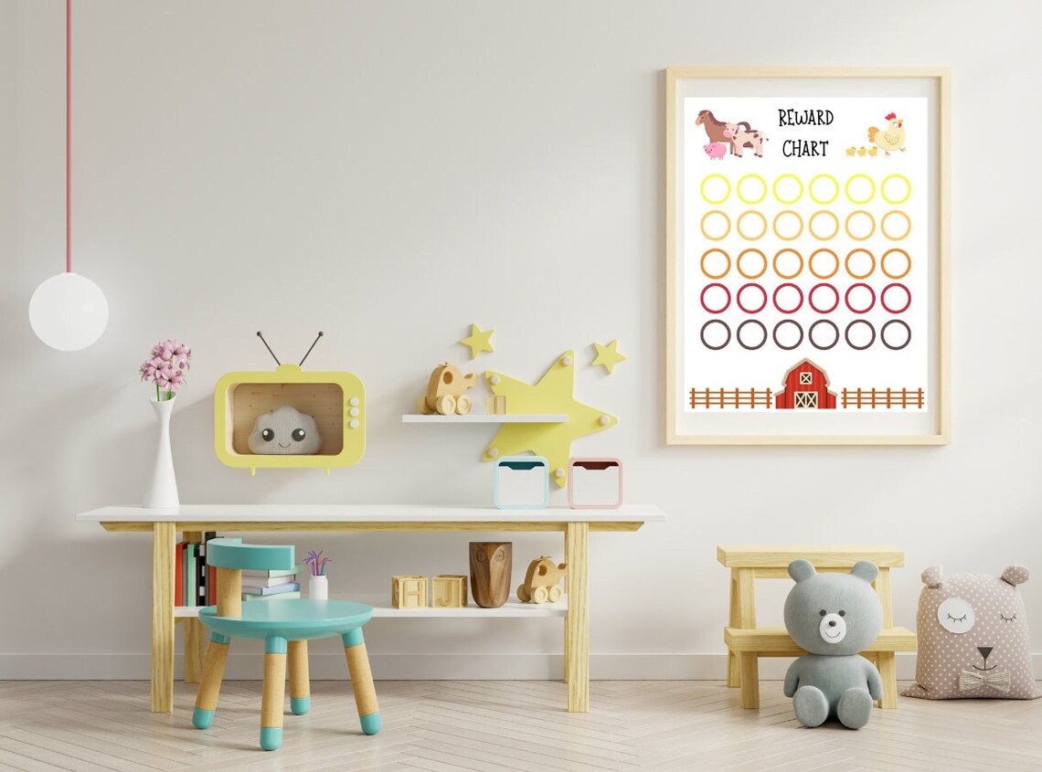 Printable Farm Animal Reward Chart, Farm Animal Sticker Chart, Kids ...