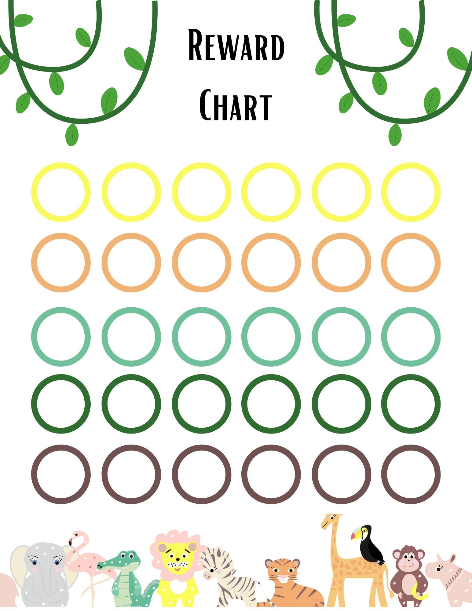 Printable Zoo Animals Reward Chart, Zoo Animals Sticker Chart, Kids ...