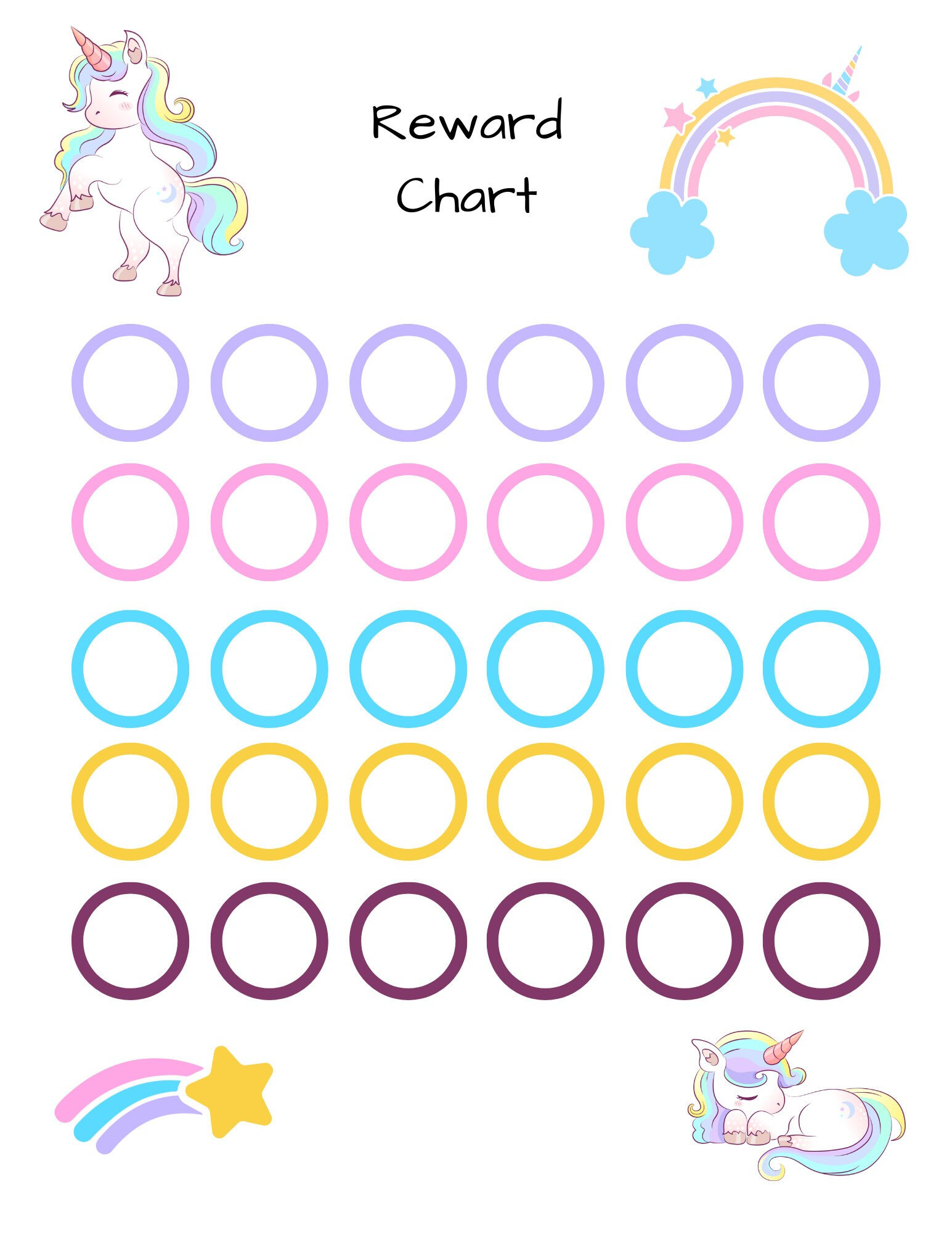 Printable Unicorn Reward Chart, Unicorn Sticker Chart, Kids Reward ...