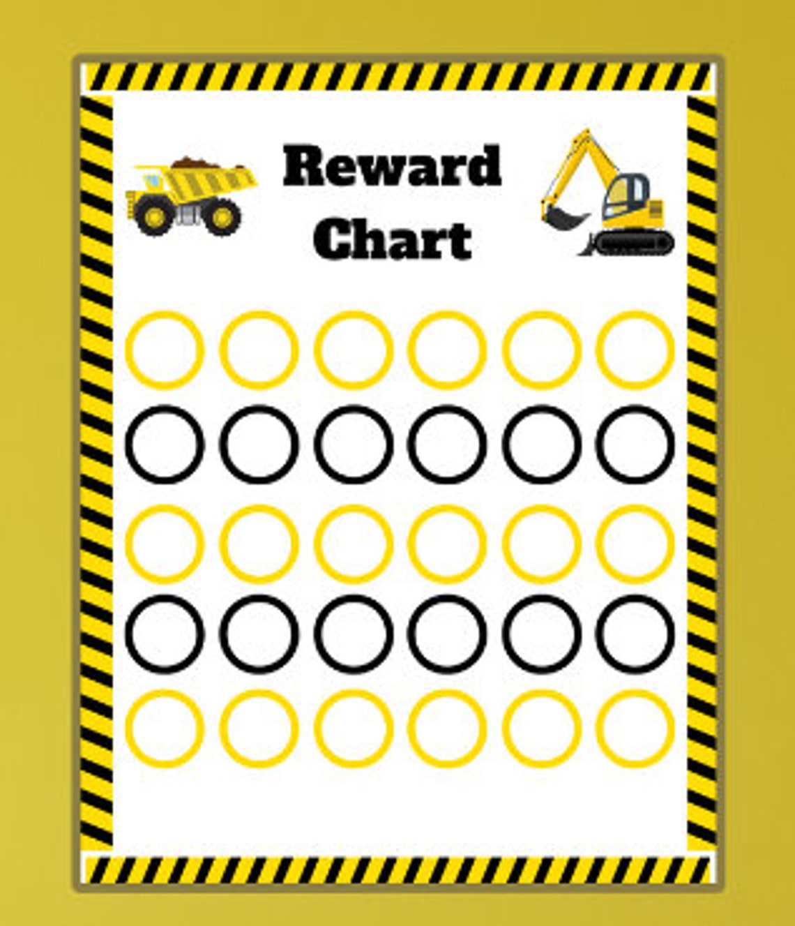 Printable Construction Reward Chart, Construction Sticker Chart, Kid ...