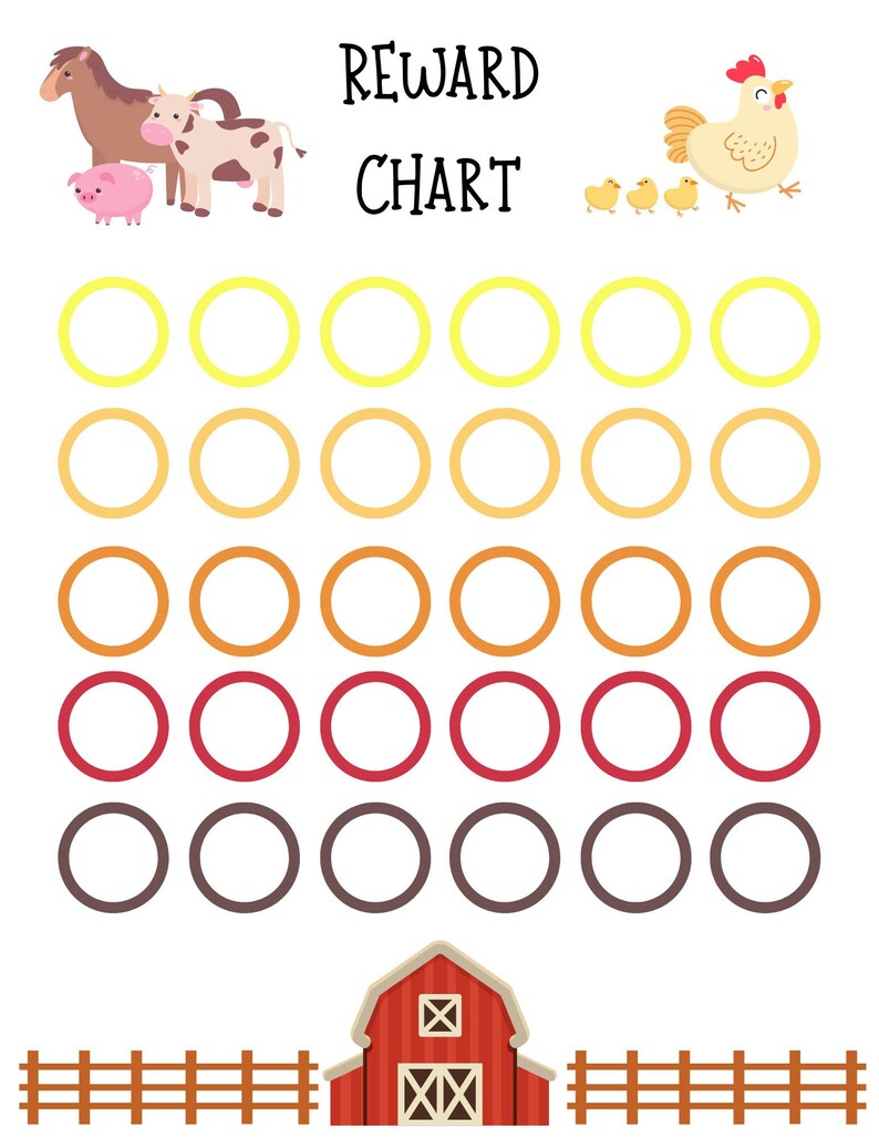 Printable Farm Animal Reward Chart, Farm Animal Sticker Chart, Kids ...