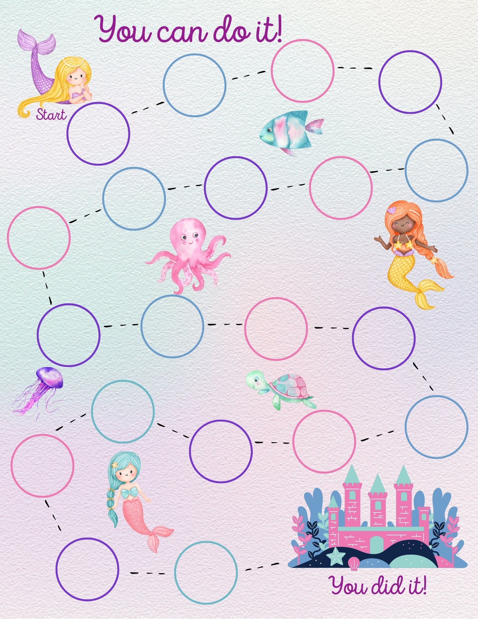 Printable Mermaid Reward Chart, Mermaid Sticker Chart, Kids Reward ...