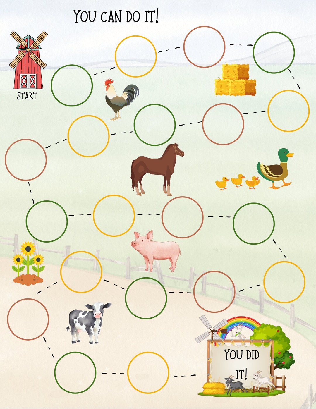 Printable Farm Animal Reward Chart Farm Animal Sticker Chart - Etsy