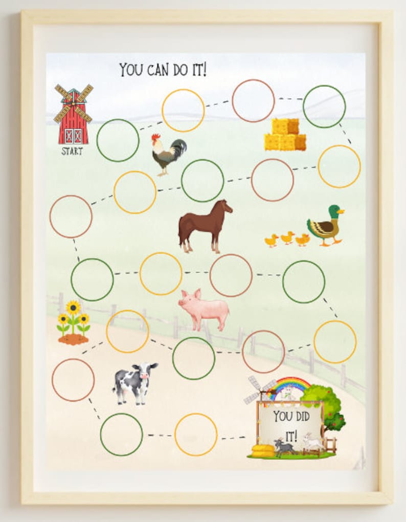 Printable Farm Animal Reward Chart, Farm Animal Sticker Chart, Kids ...