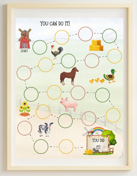 Printable Farm Animal Reward Chart, Farm Animal Sticker Chart, Kids ...