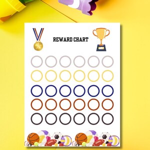 Printable Sports Reward Chart, Sports Sticker Chart, Kids Reward Chart ...