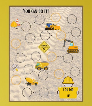 Printable Construction Reward Chart, Construction Sticker Chart, Kid ...