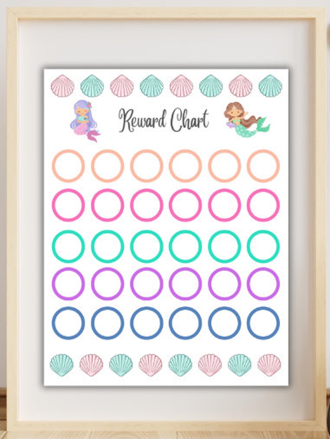 Printable Mermaid Reward Chart, Mermaid Sticker Chart, Kids Reward ...
