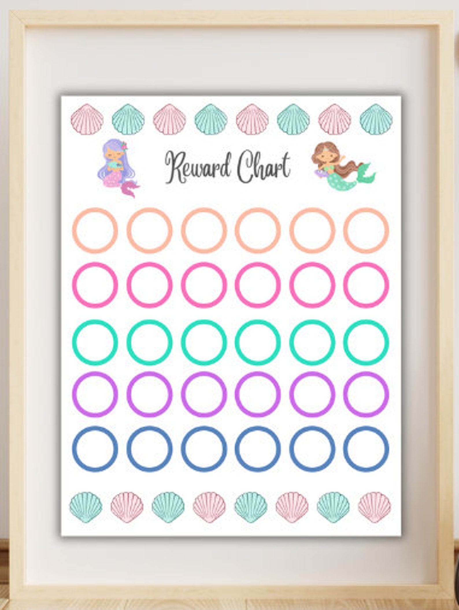 Printable Mermaid Reward Chart, Mermaid Sticker Chart, Kids Reward ...