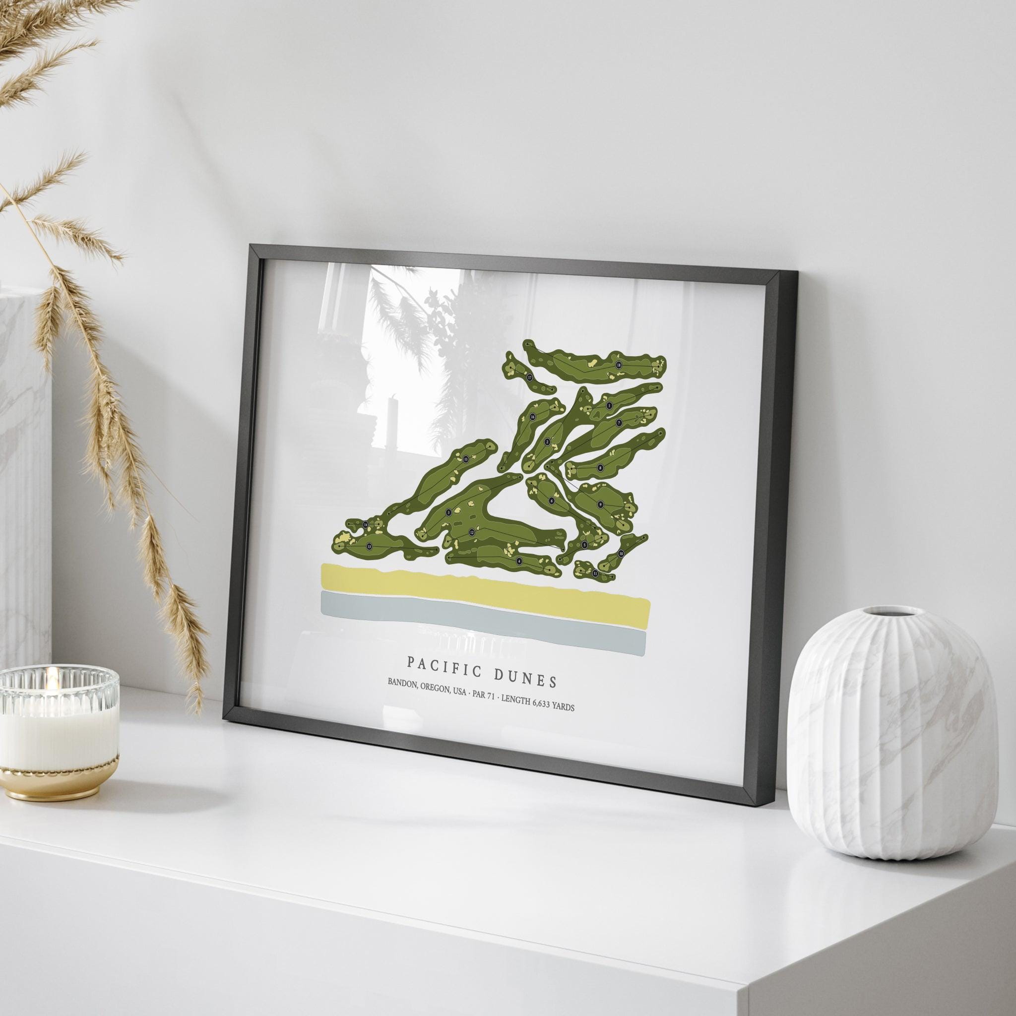 Pacific Dunes, Oregon - Golf Course Map | Golf Gift, Golf Print, Golf ...
