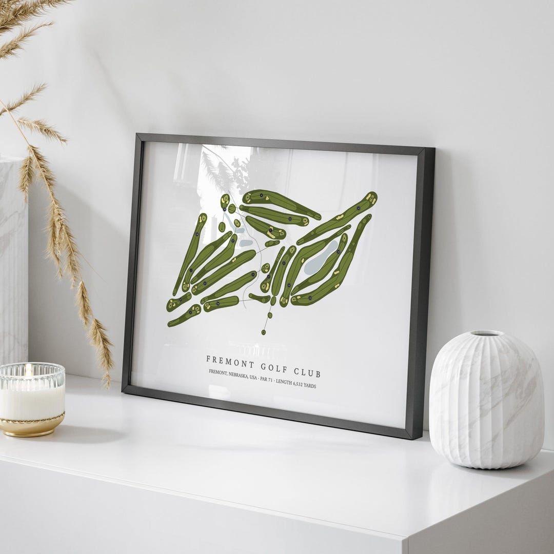 Fremont Golf Club, Nebraska - Golf Course Map | Golf Gift, Golf Print ...