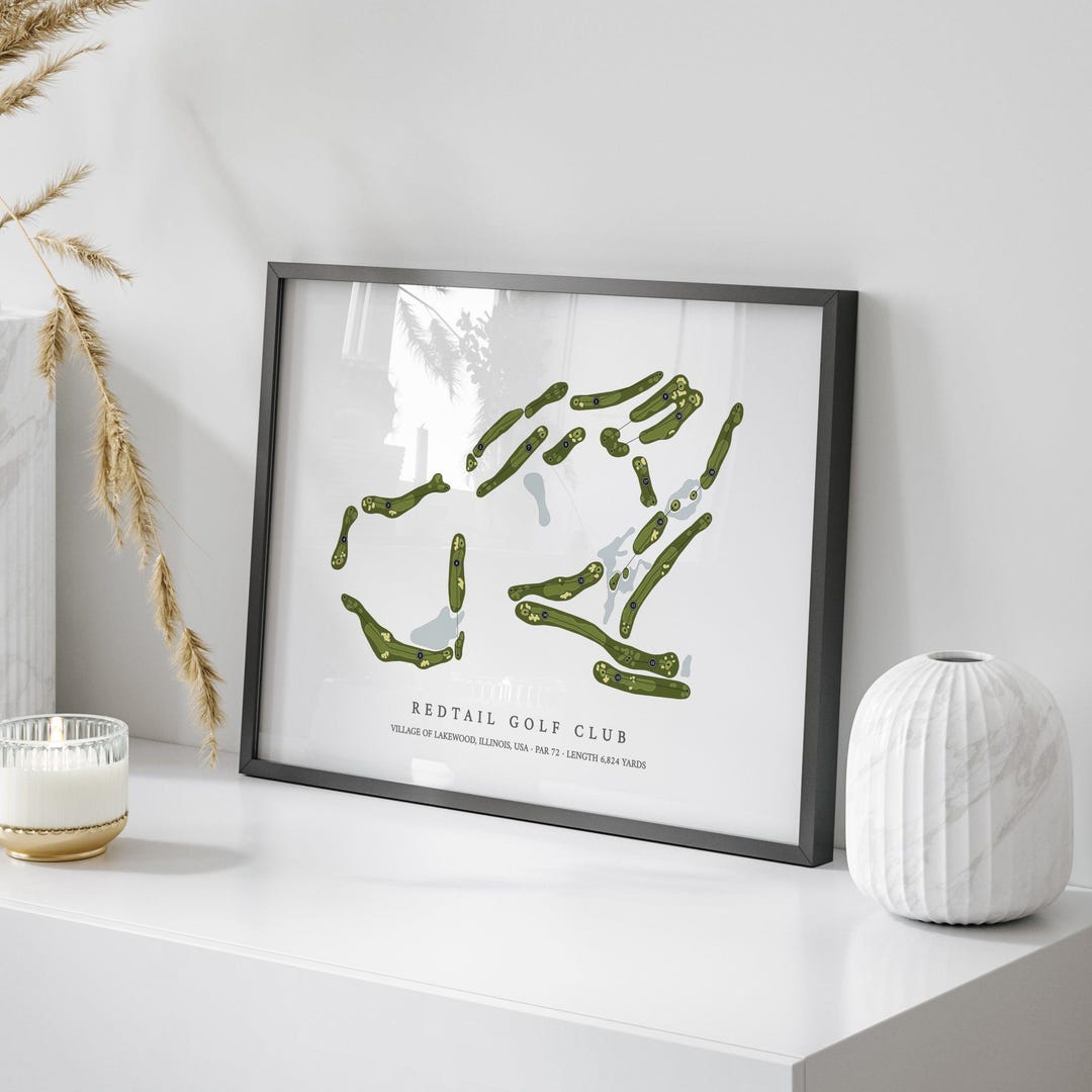 Redtail Golf Club, Illinois - Golf Course Map | Golf Gift, Golf Print ...