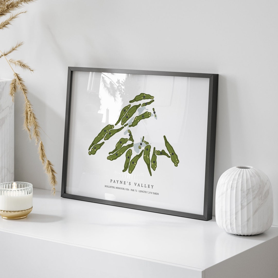 Payne's Valley, Missouri - Golf Course Map | Golf Gift, Golf Print ...