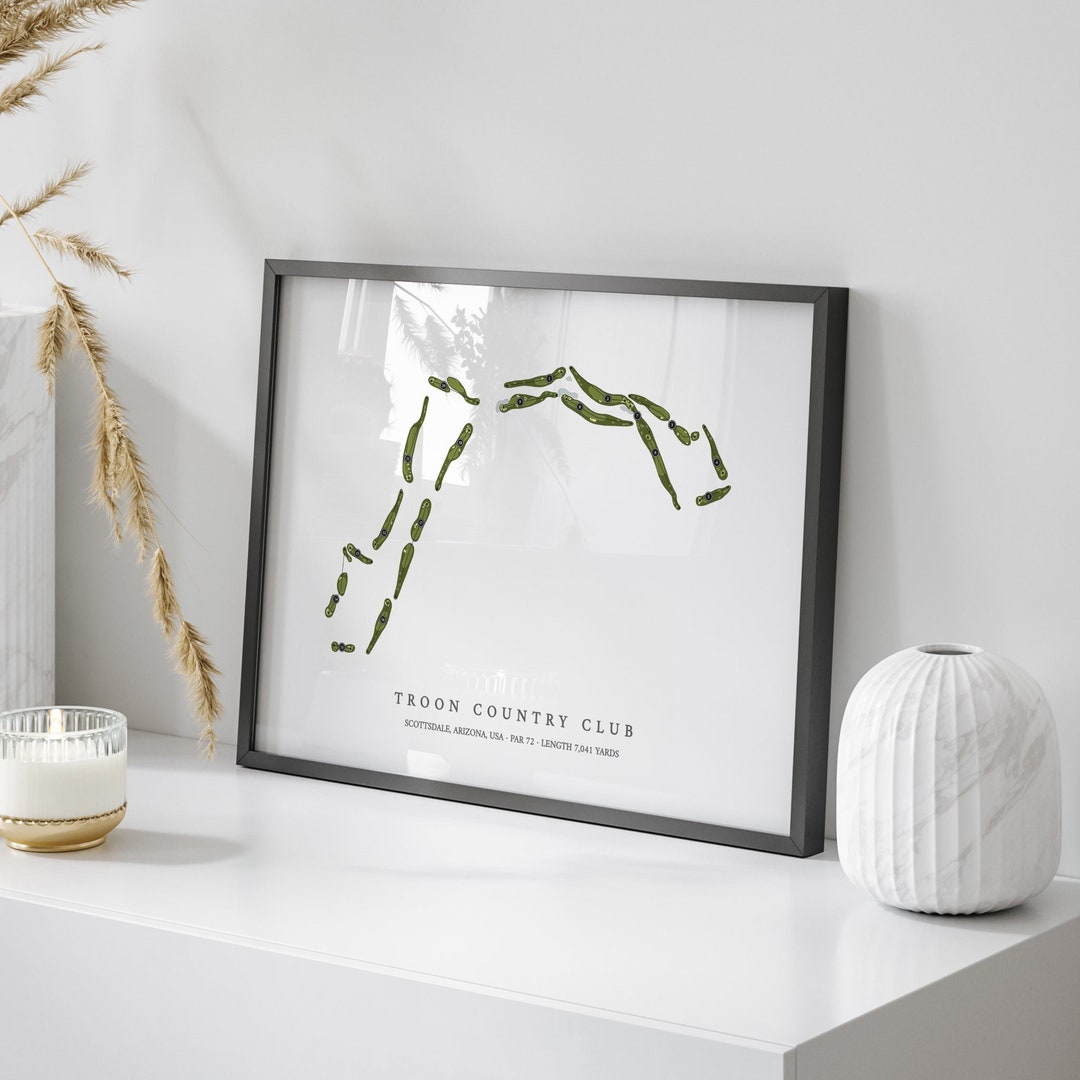 Troon Country Club, Arizona - Golf Course Map | Golf Gift, Golf Print ...