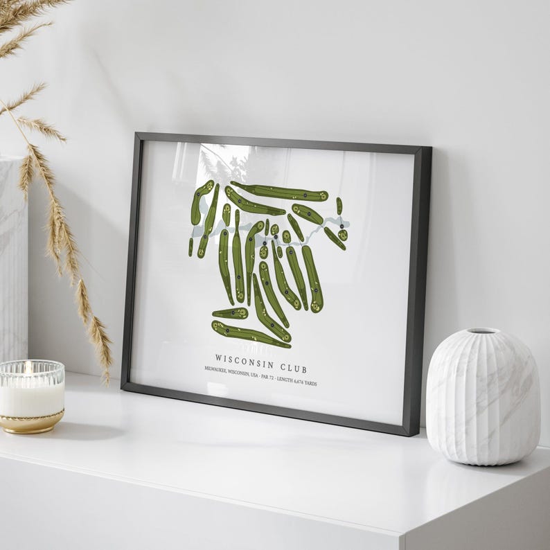 Wisconsin Club, Wisconsin - Golf Course Map | Golf Gift, Golf Print ...
