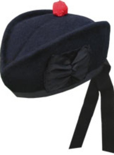 Scottish Wool Glengarry Hat: Black Cap With Checker Braid & Red Pom - Etsy