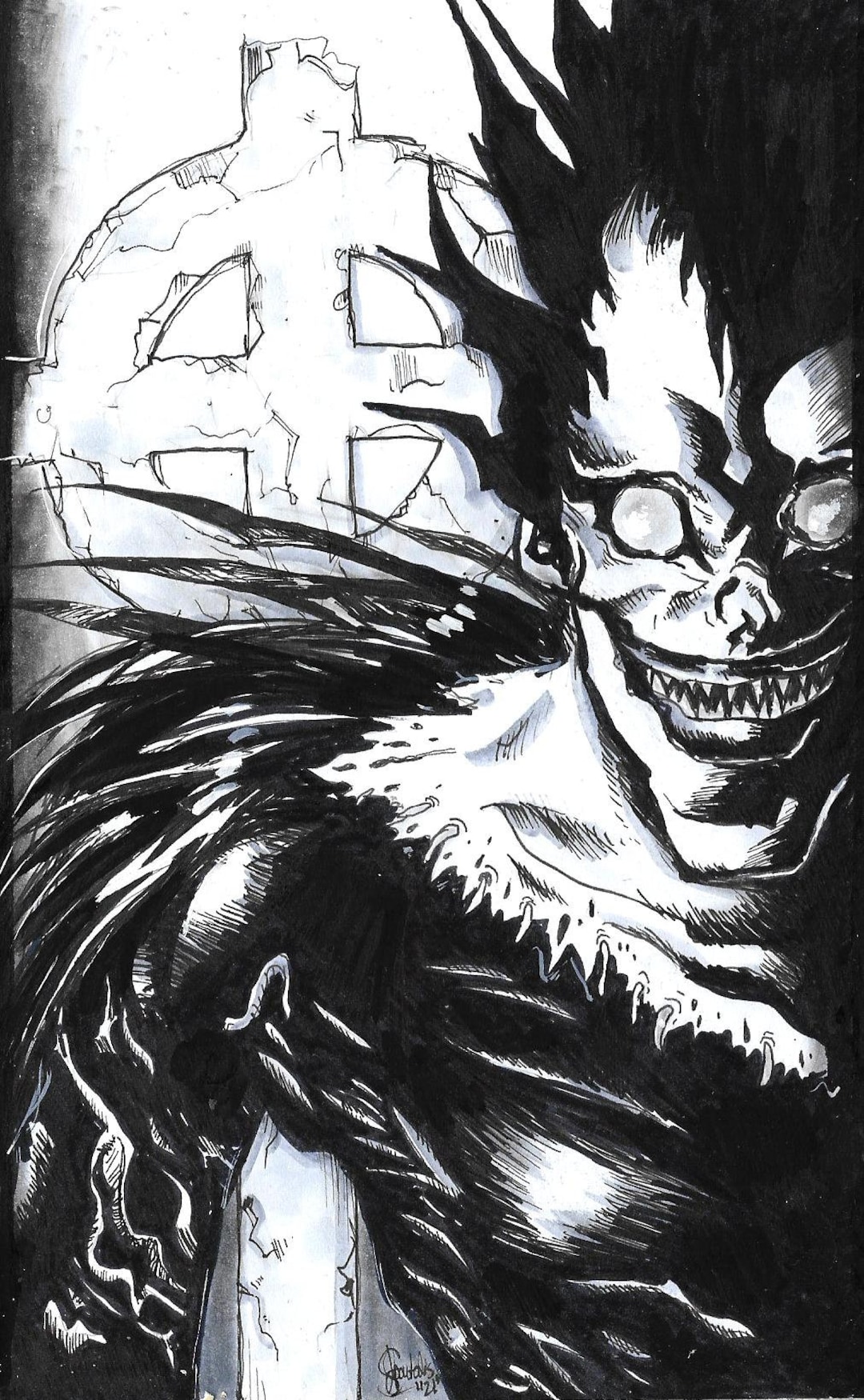 A5 Original Pen Drawing Deathnote Ryuk - Etsy