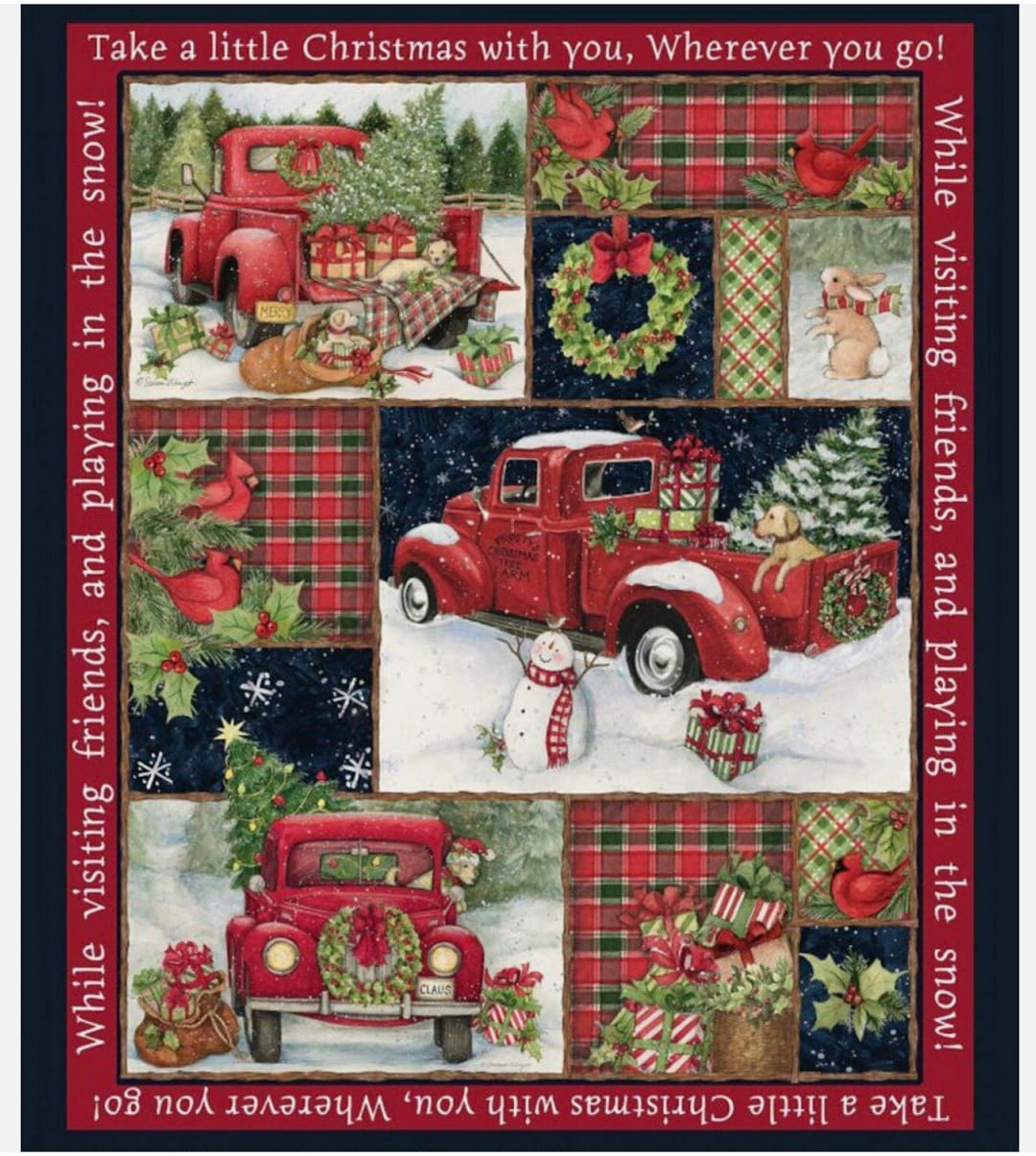 Little Red Truck Collage Panel - Etsy