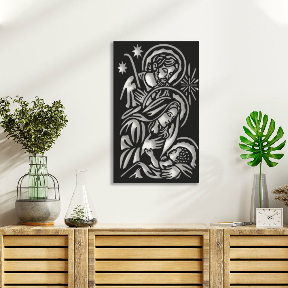Holy Family Metal 3D Holy Family Metal Wall Art Holy Family - Etsy