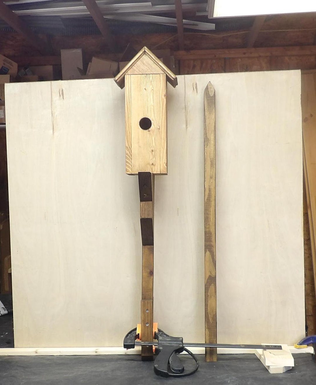 Handcrafted Bluebird Birdhouse With Treated Wood Mounting Post. Made ...
