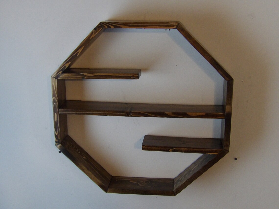 Handcrafted Octagon 22" X 22" Floating Shelf With Dark Walnut Finish - Etsy