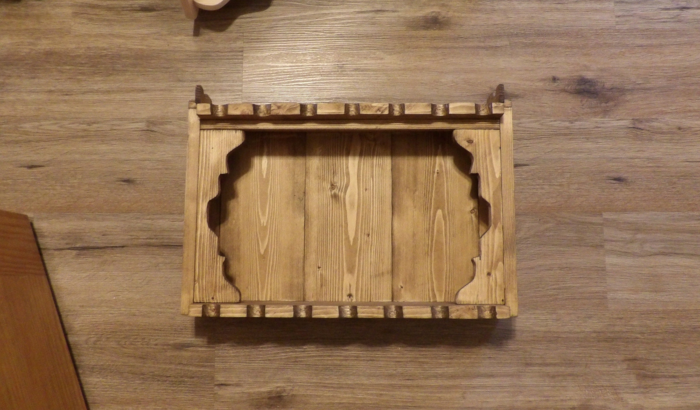 Handmade Rustic Solid Pinewood Decorative Wall or Tabletop Shelf With ...