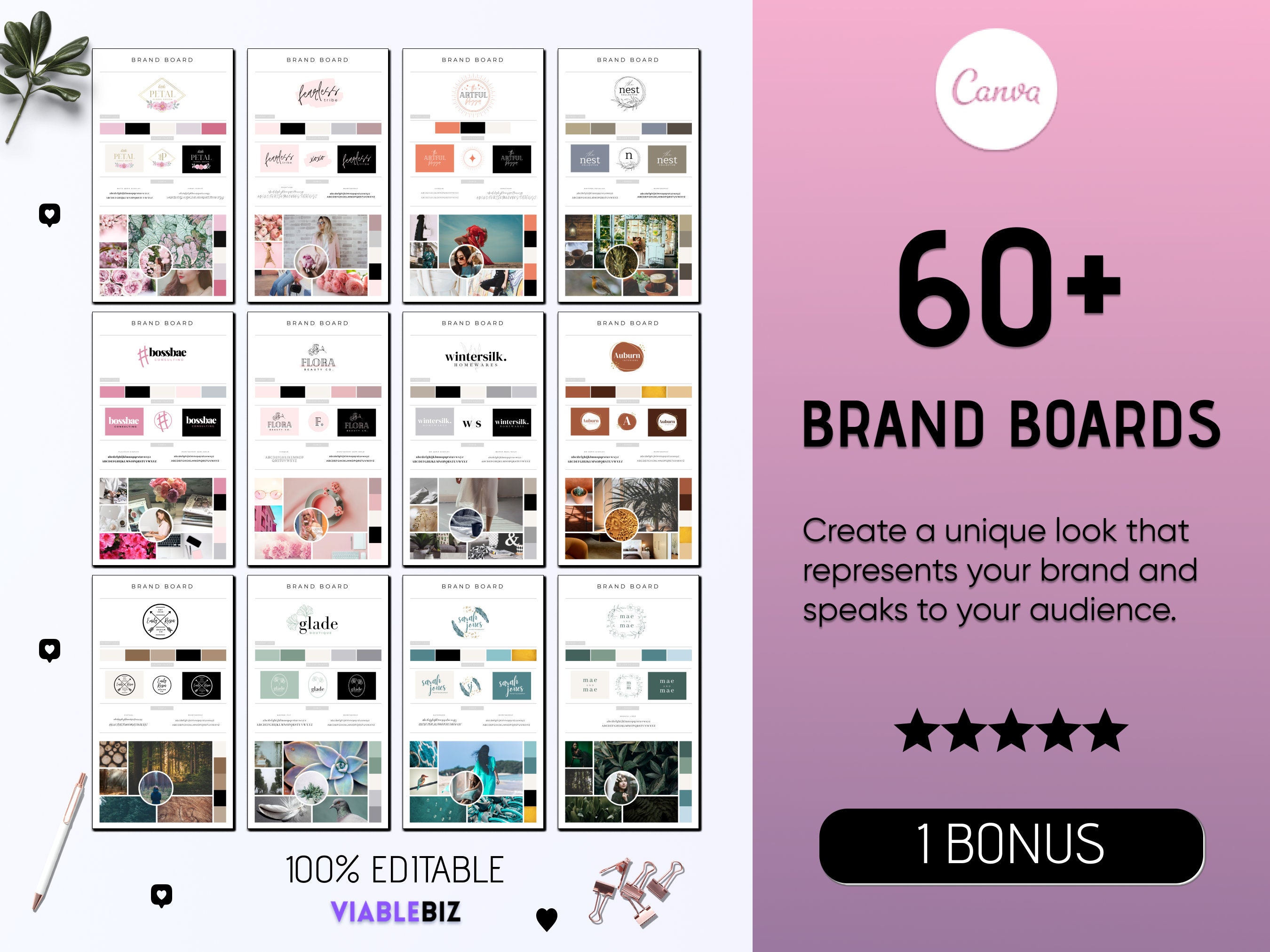 Branding Kit Template, Brand Boards, Business Branding Boards, Logo Kit, Branding Color Palette ...