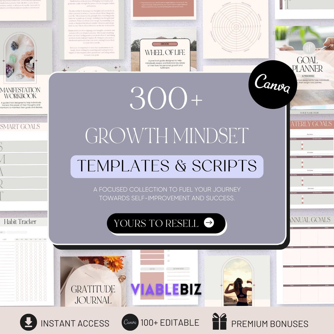 Growth Mindset PLR Templates: Digital Journal & Planner Bundle - Etsy