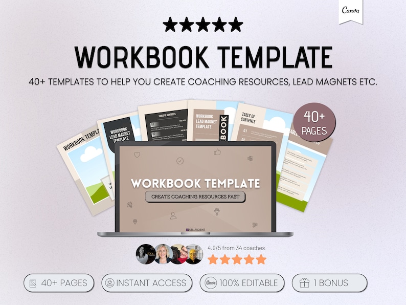 Workbook Template, Canva Ebook Template, Lead Magnet Templates ...