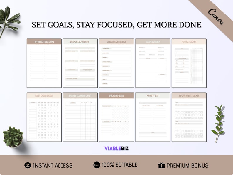 Productivity Planner Printable, Personal Planner, Habit Tracker, Daily ...