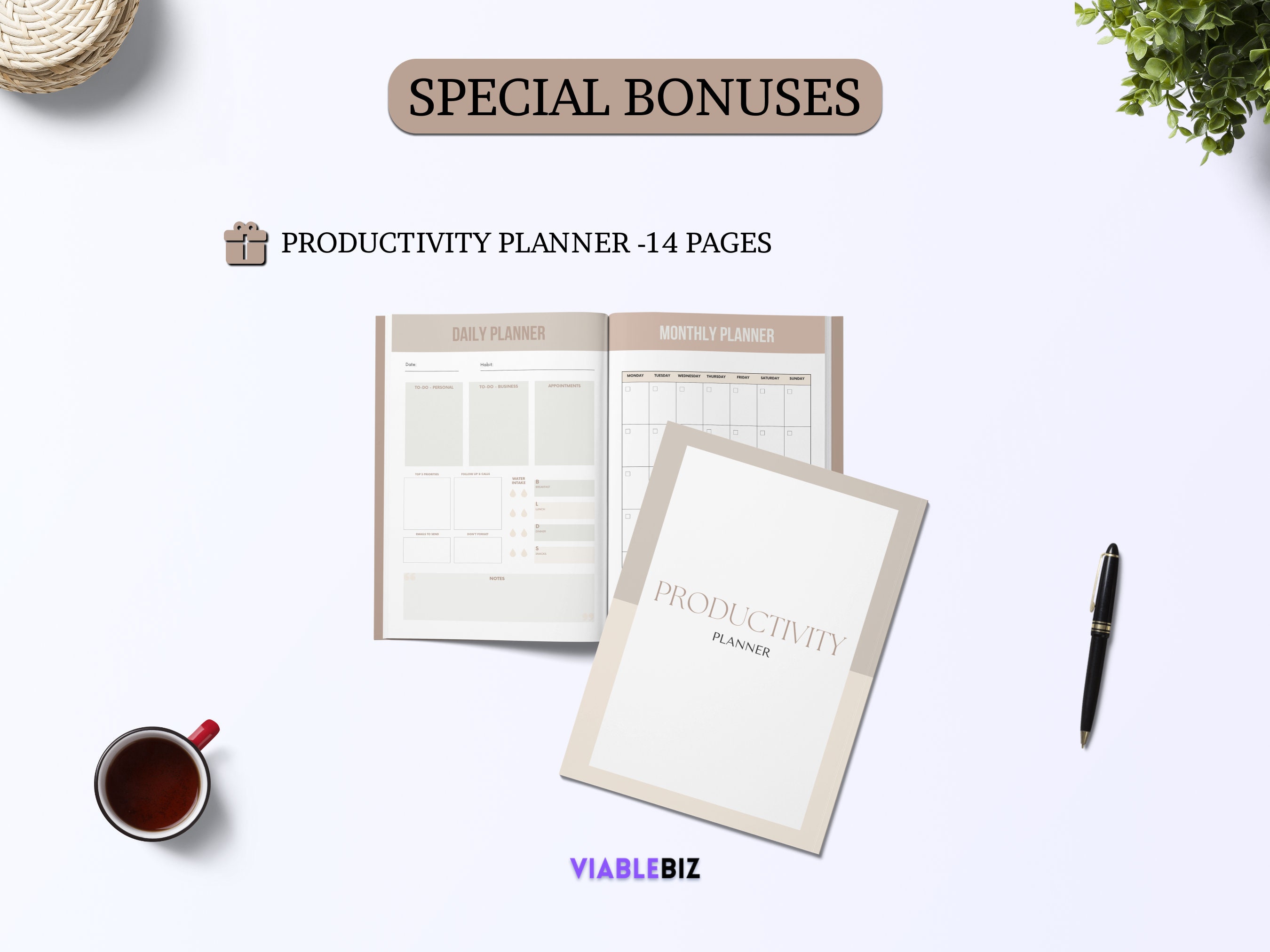 Productivity Planner Printable, Personal Planner, Habit Tracker, Daily ...