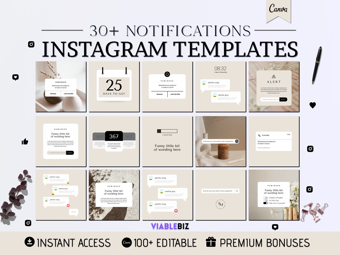 Notification Posts, Instagram Post Templates, Instagram Engagement ...