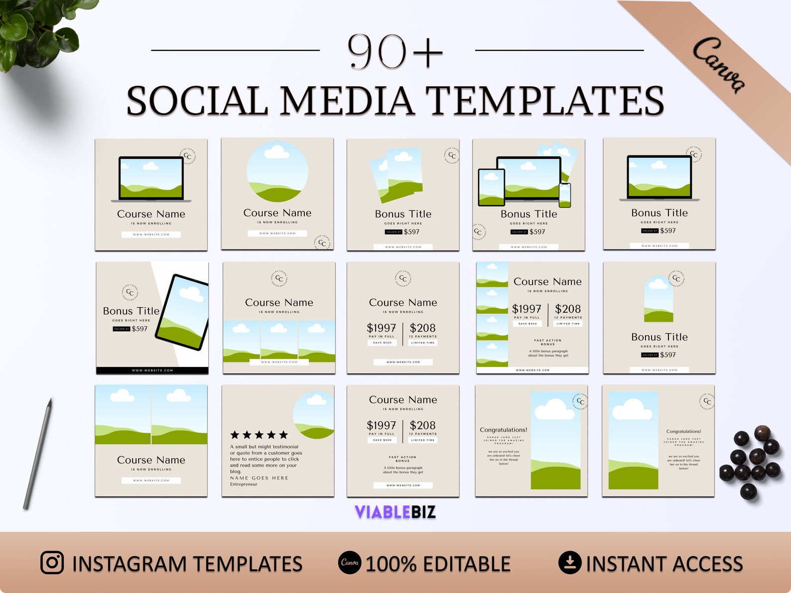 Course Creator Template Bundle, Course Ebook, Course Launch Template ...