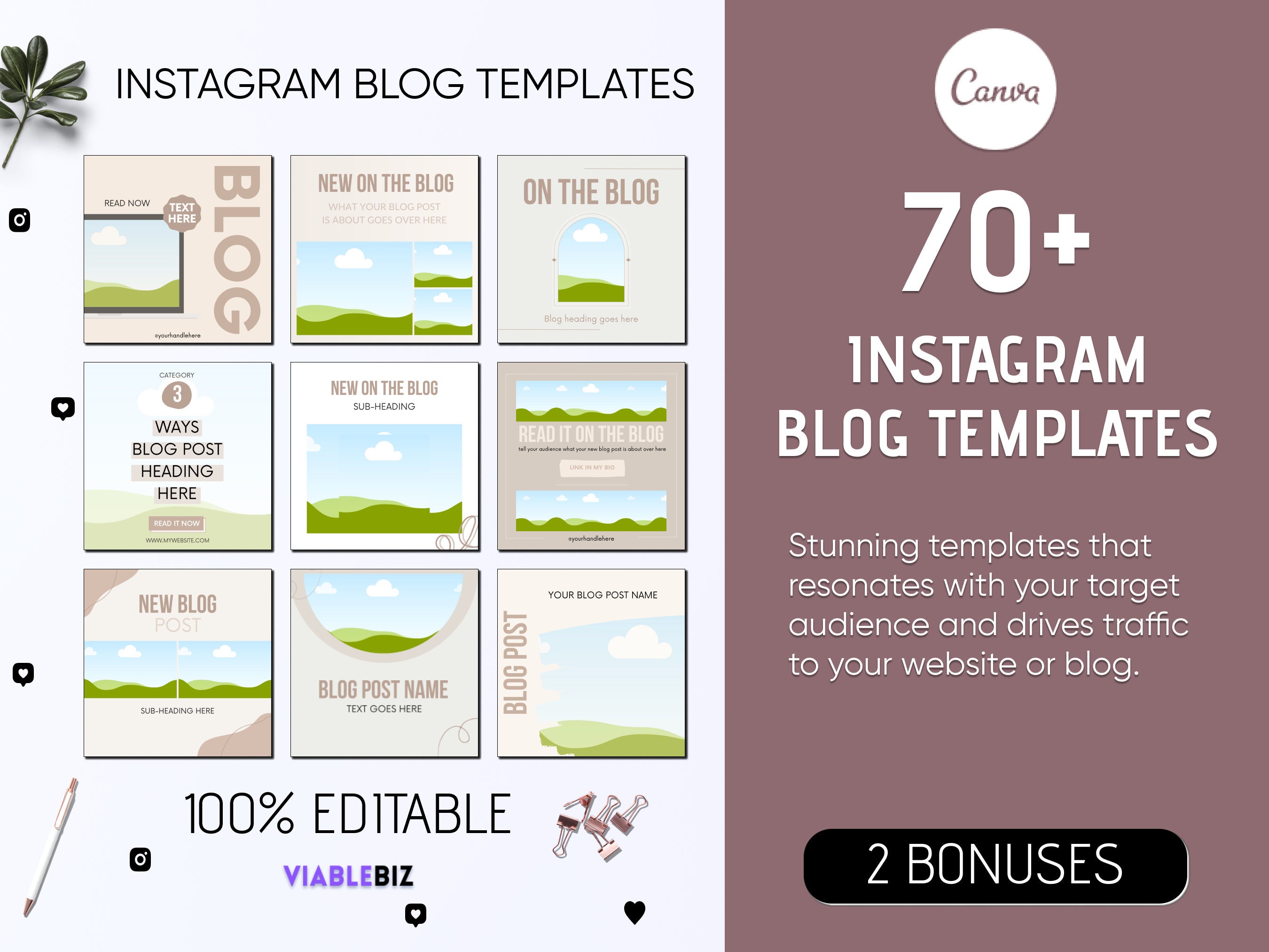 Instagram Blog Templates, Instagram Post Templates, Instagram Blog ...
