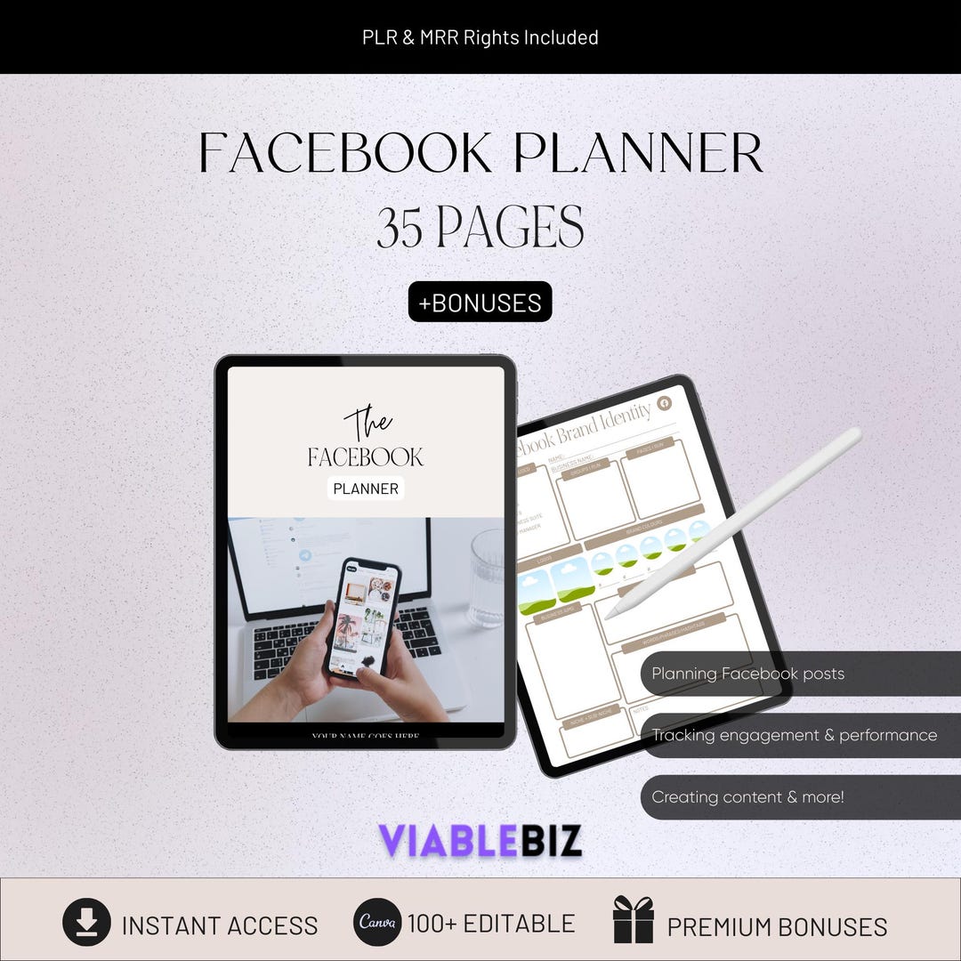Facebook Planner, Facebook Template, Facebook Marketing Planner ...
