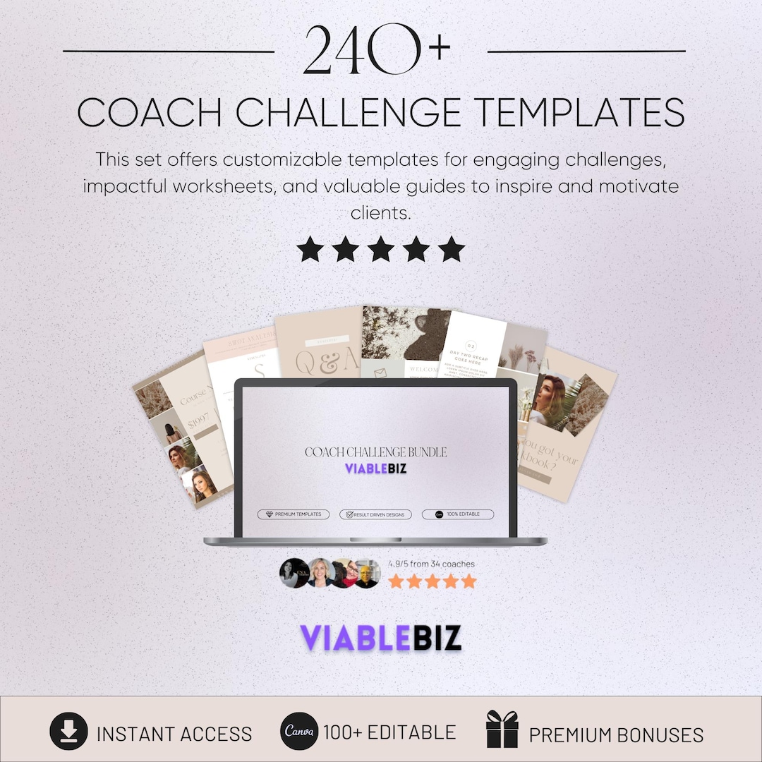 Coaching Challenge Templates: 240+ Canva Slide Decks (digital Download ...