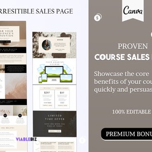 Course Sales Page Template, Canva Sales Page Template, Course Creator Sales Page, Canva Website ...