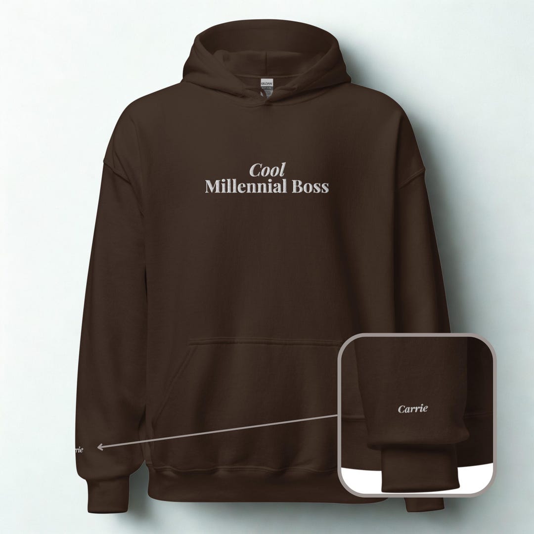Cool Millennial Boss Embroidered Hoodie, Cozy Personalized Gift With ...