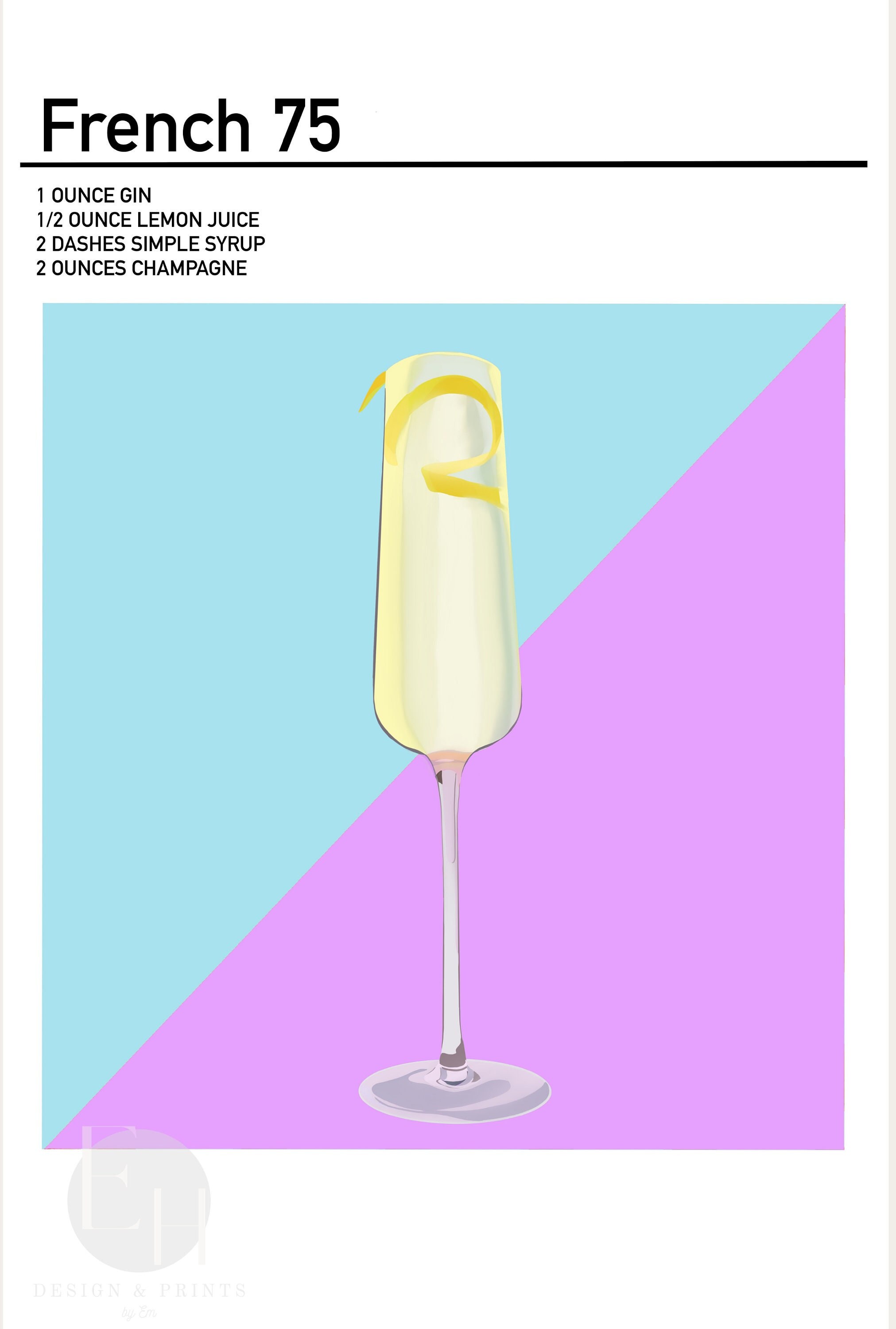 French 75 Drink Recipe Printable, Bar Print, Wall Decor Digital Print ...