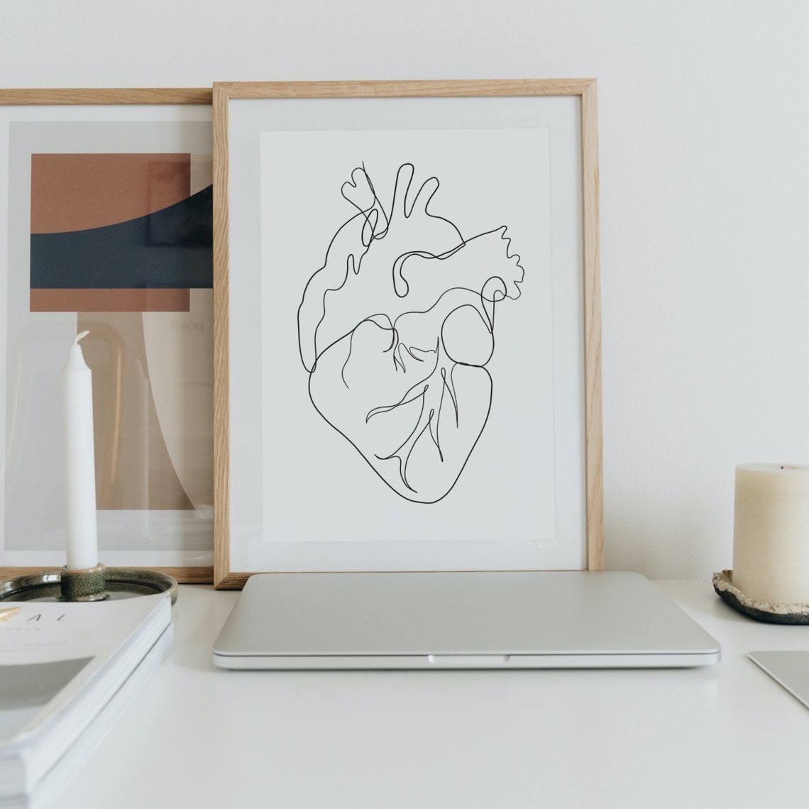Line Heart Digital Art, Printable Medical Anatomy Art, Anatomy Wall ...