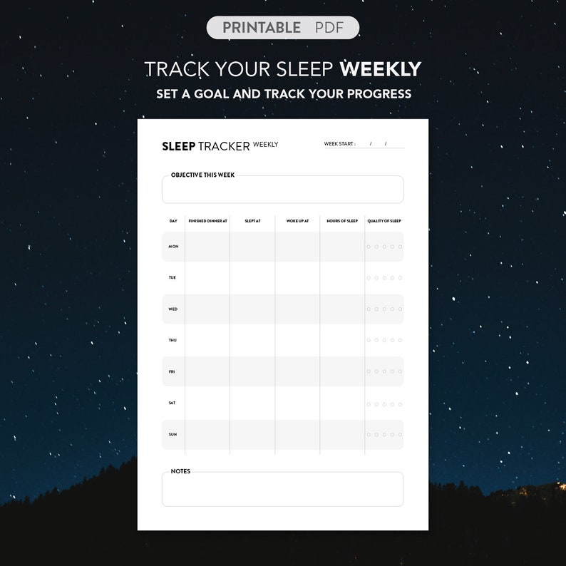 Sleep Tracker, Daily, Weekly, Monthly, Planner Set, Printable Planner ...
