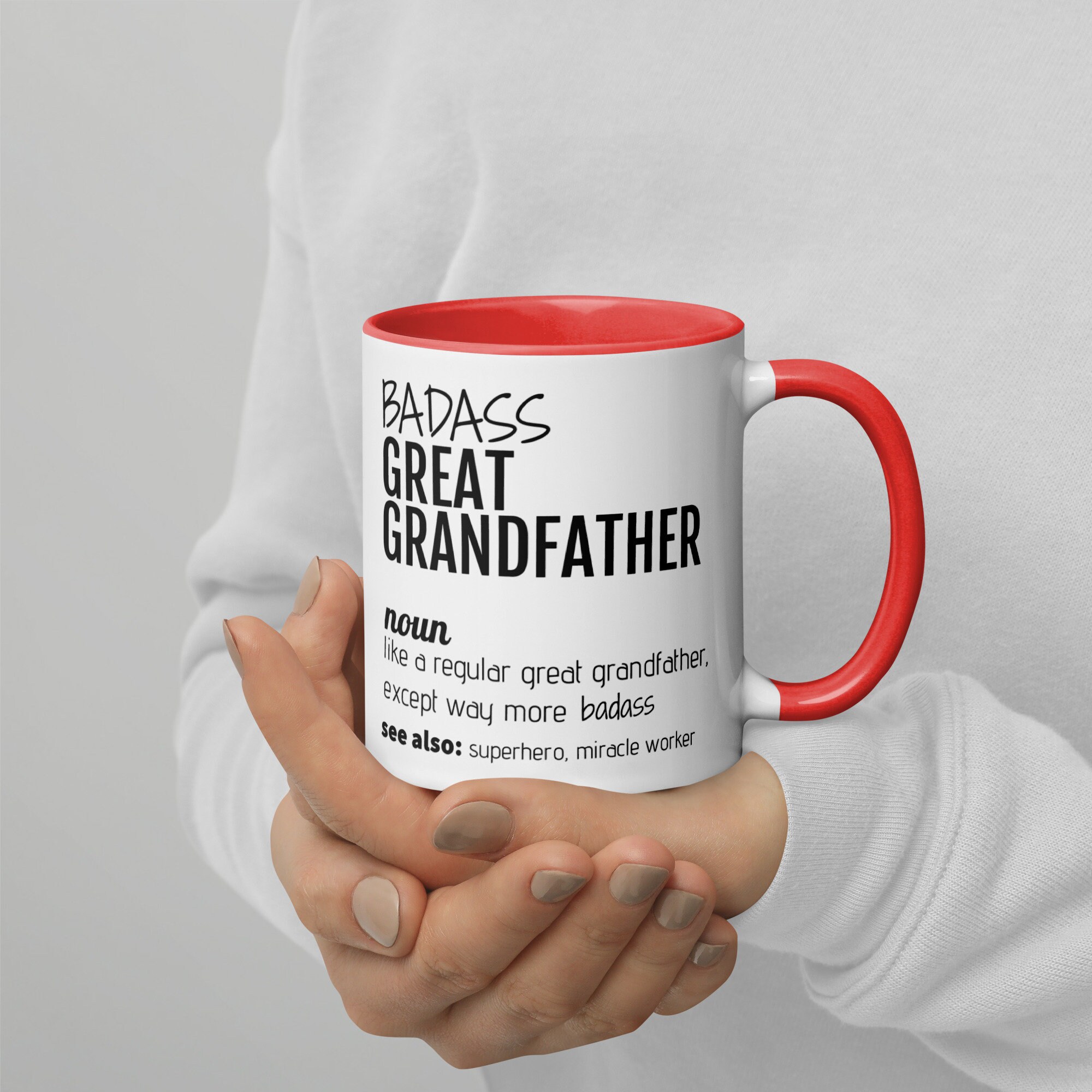 Badass Great Grandfather Definition Coffee Mug, Funny Great Grandfather ...