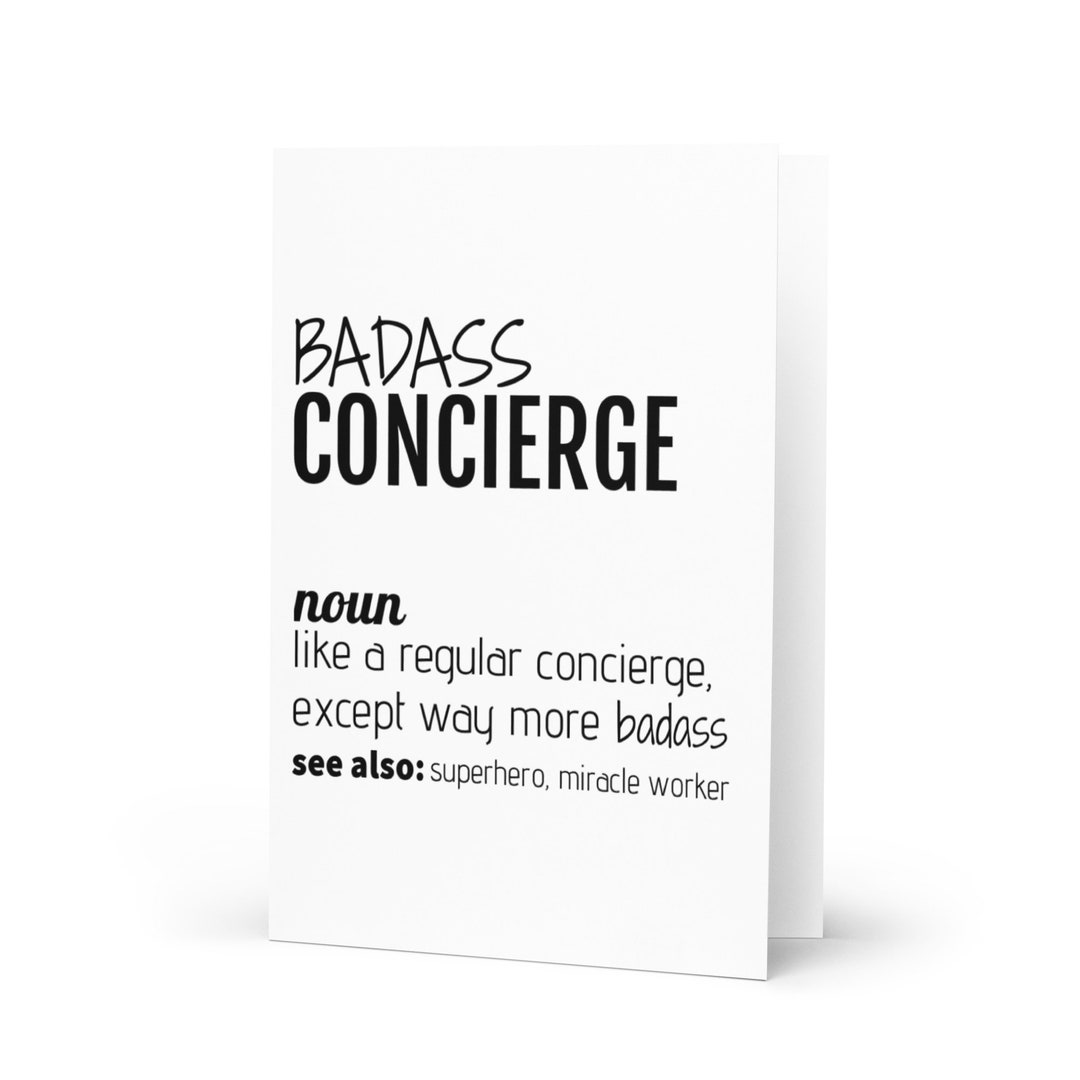 Badass Concierge Definition Greeting Card, Concierge Card for Men, Concierge Thank You New Job ...