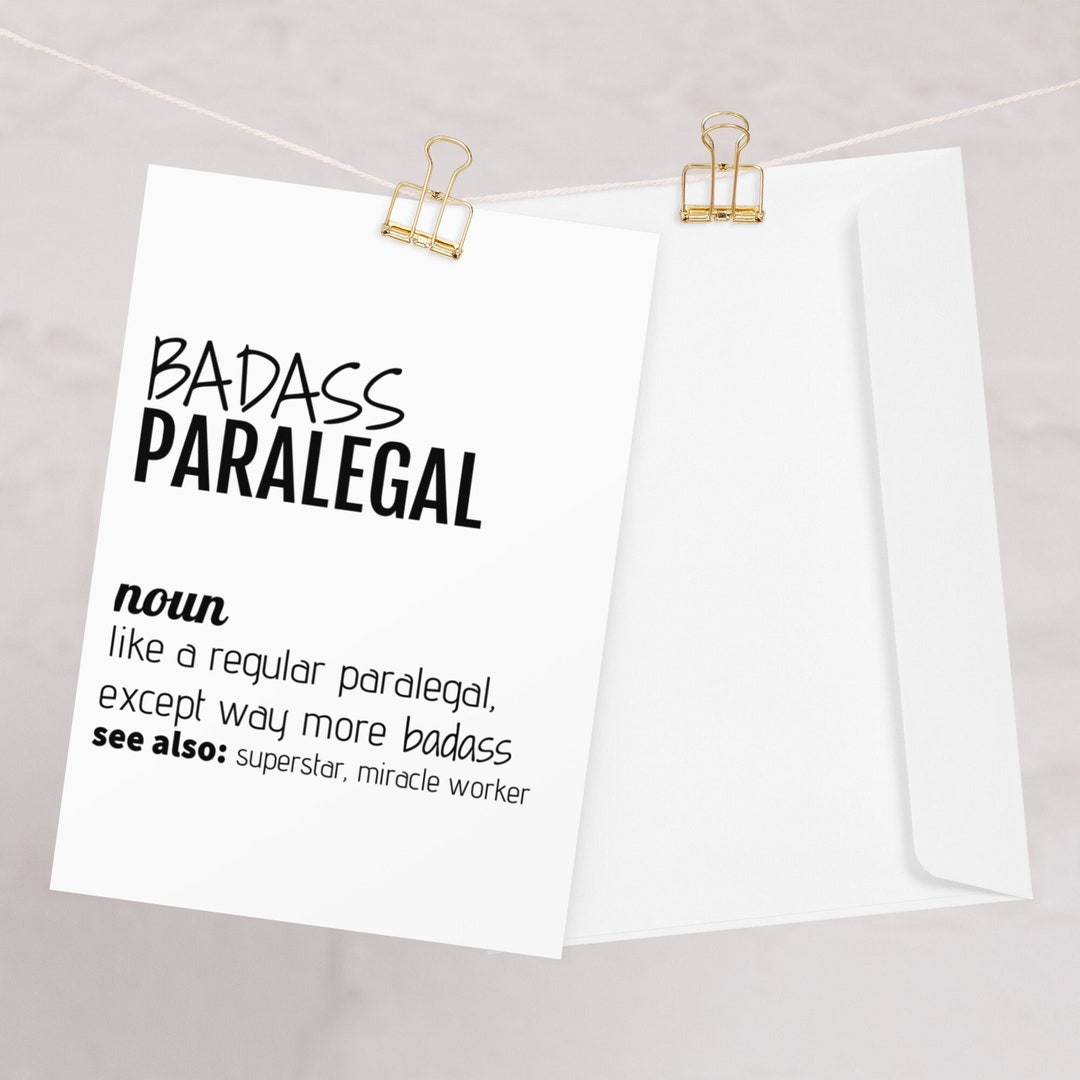 Badass Paralegal Definition Greeting Card, Funny Paralegal Card for Women, Paralegal Thank You ...