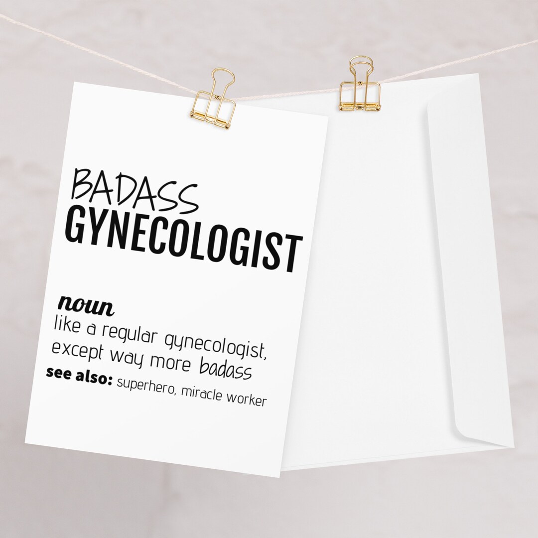 Funny Gynecologist Greeting Card, Badass Gynecologist Definition Card ...