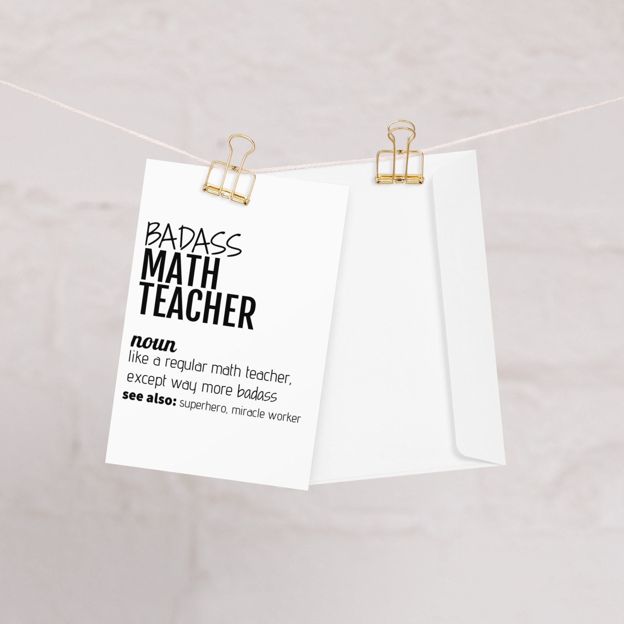 Funny Math Teacher Card, Badass Math Teacher Definition Greeting Card ...