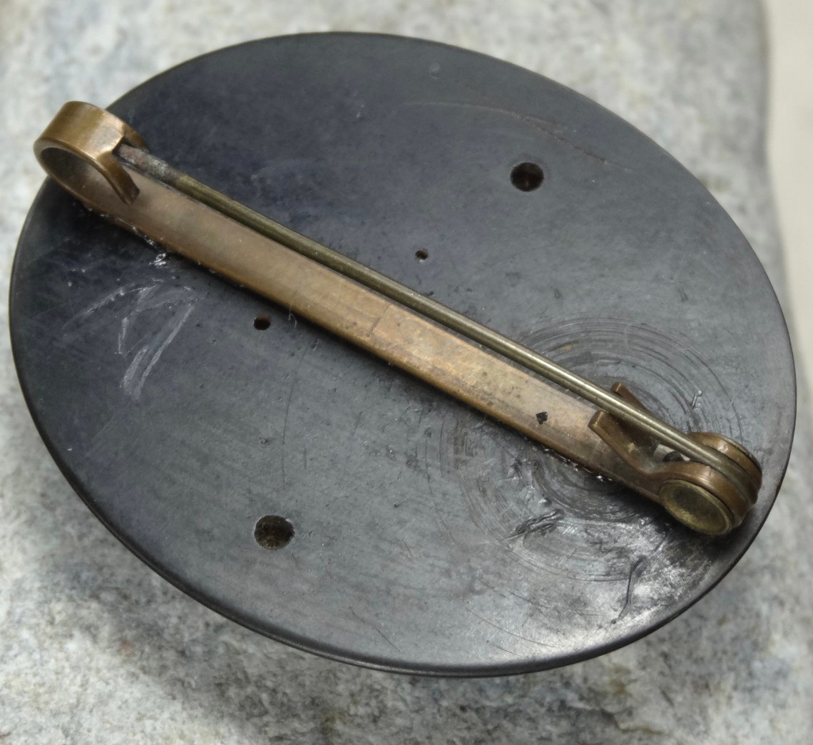 Antique Victorian Black Vulcanite Carved Flower Floral Design 1800s ...