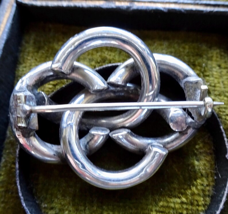 Antique Victorian SILVER Eternal Love Endless Knot Brooch Hinged C Pin ...