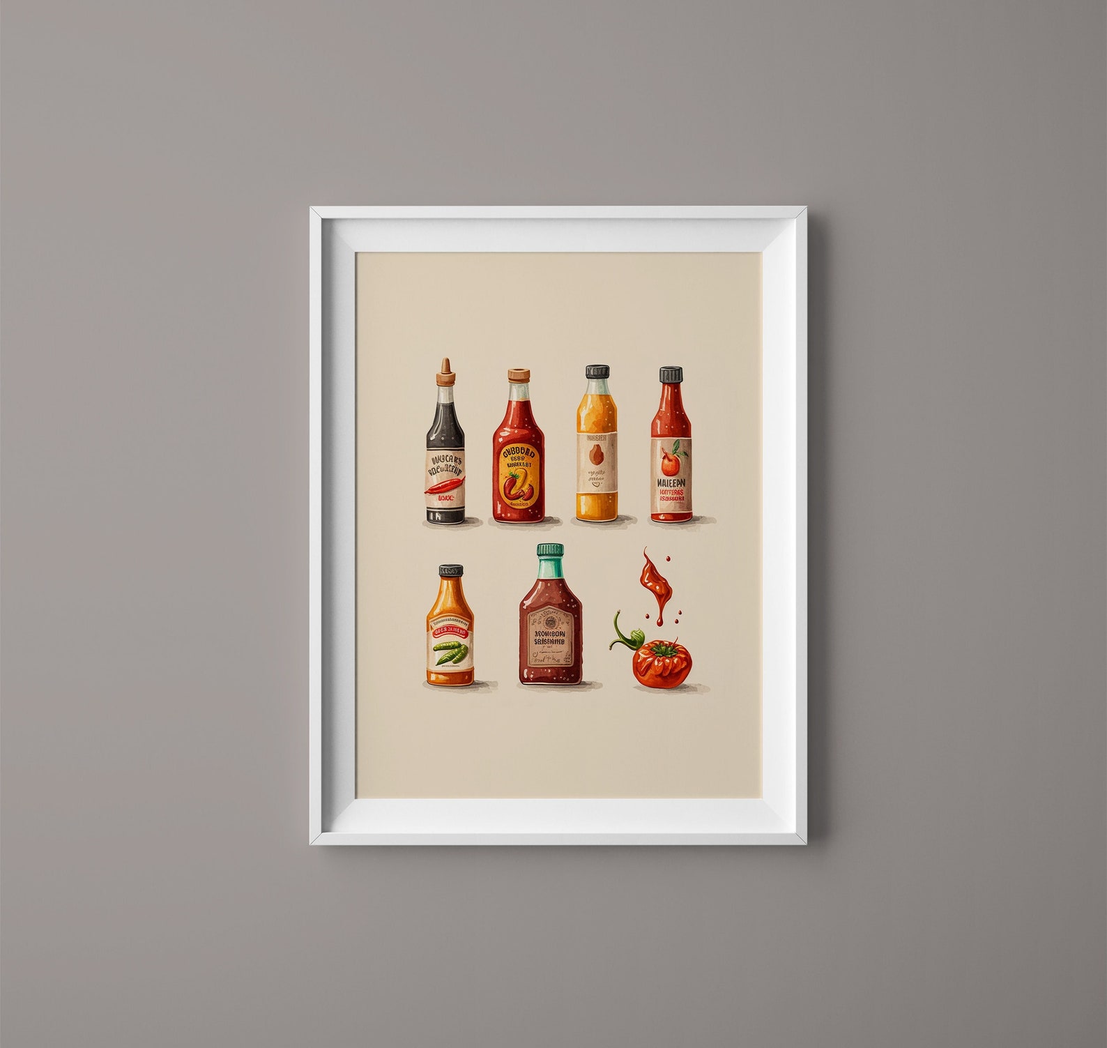 Hot Sauce Print Condiment Wall Art Hot Sauce Wall Art - Etsy
